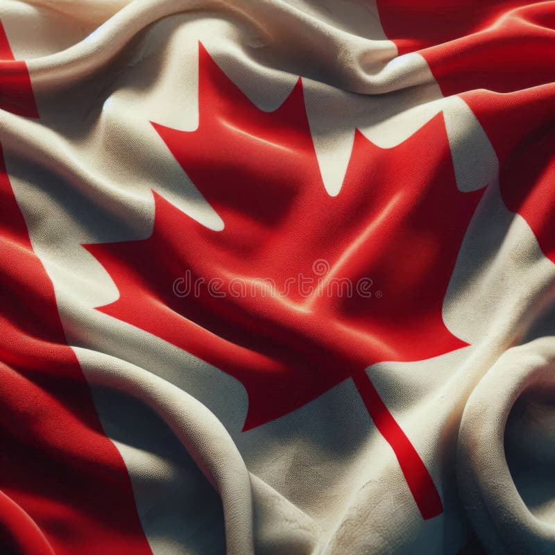 Canadian Flag Close-Up with Waving Texture Stock Illustration ...