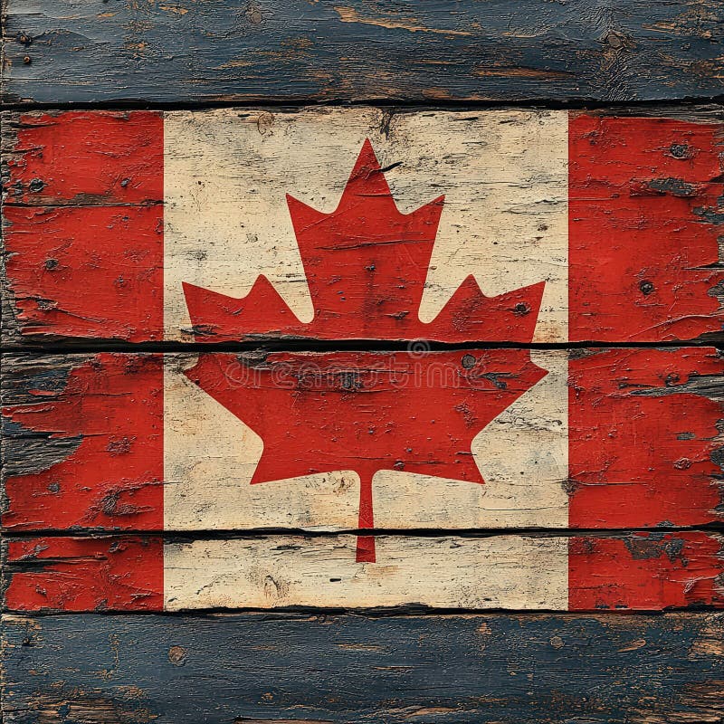 Vintage-style Canadian Flag with a Rustic, Faded Texture on an Old ...