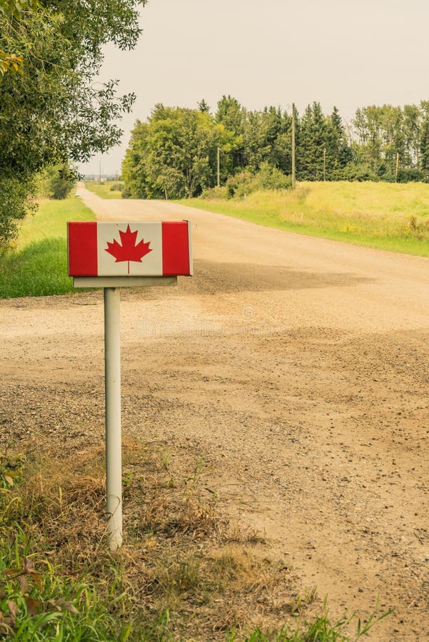 Canadian Flag Mailbox on Road Stock Image - Image of alberta, mailbox ...
