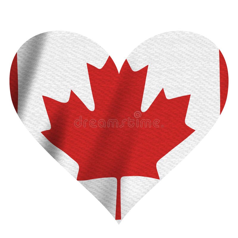 Canadian Flag Maple Leaf Read and White Heart Shape Stock Image - Image ...
