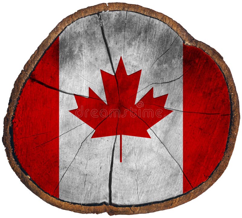 Canadian Flag on Section of Tree Trunk Stock Illustration ...