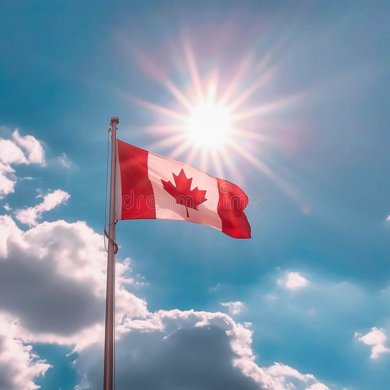 Canadian Flag in the Sky, Generative AI Stock Illustration ...