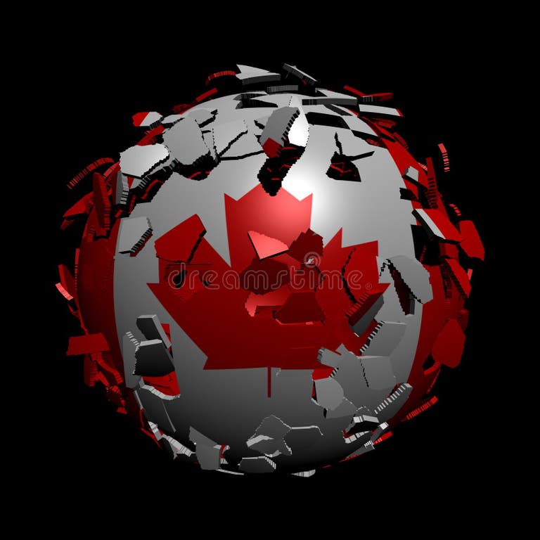 Canadian Flag Sphere Breaking Stock Illustration - Illustration of ...