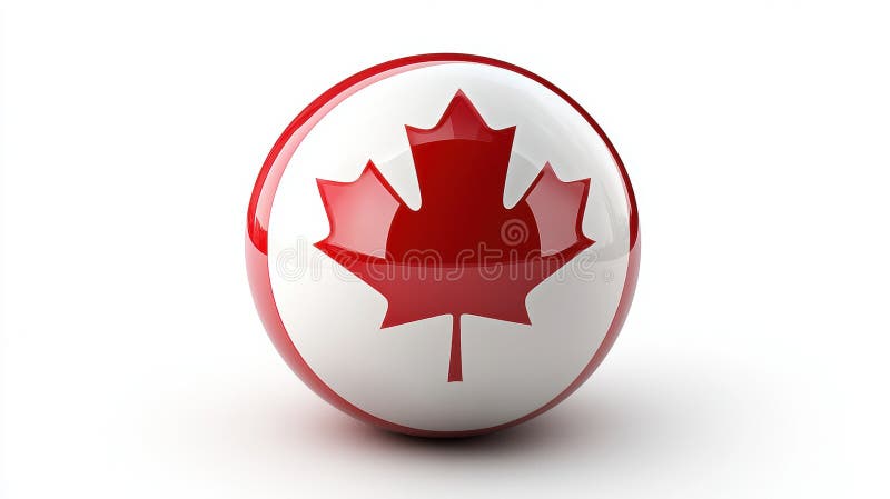 Canadian Flag Sphere with a Red Maple Leaf on a White Background, AI ...