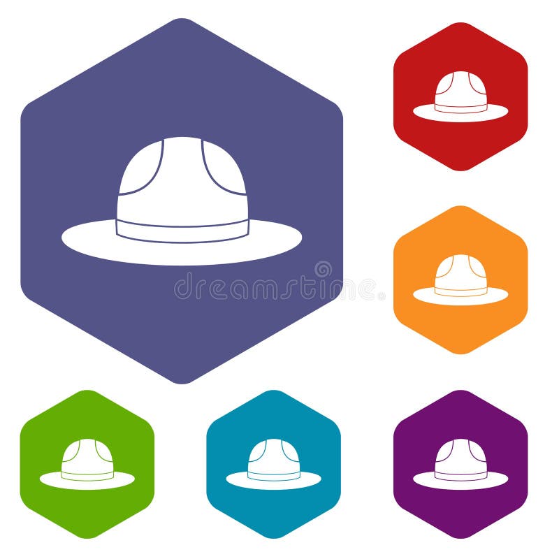 Canadian Hat Icons Set Hexagon Stock Vector - Illustration of market ...