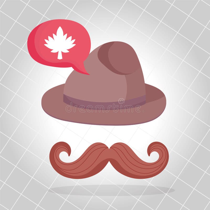 Canadian Hat with Mustache and Maple Leaf Bubble Vector Design Stock ...