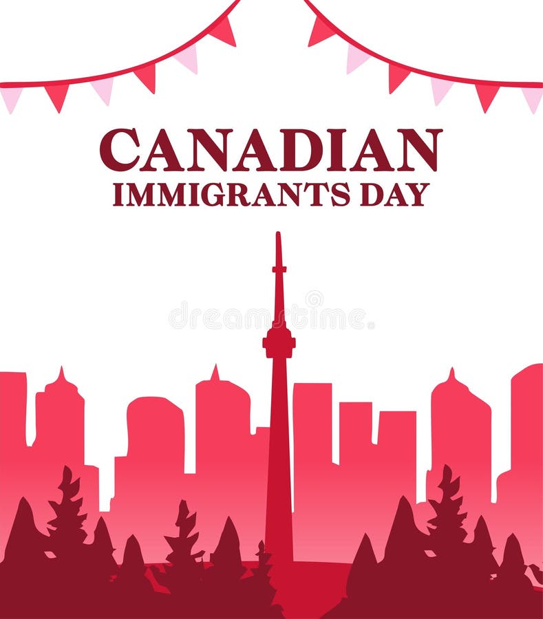 Canadian Immigrants Day for All Immigrants in Canada Stock Illustration ...