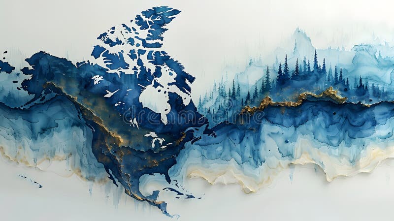 Canadian Landscapes: Abstract Digital Map of Canada with Empty Space ...