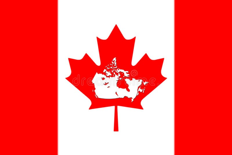 Canadian Map with Flag on it 3D Rendering Stock Illustration ...