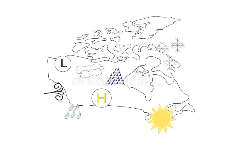 Canada. Weather Map of the Country. Meteorological Forecast Stock ...
