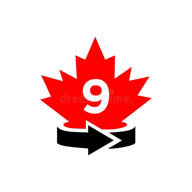 Canadian Maple Leaf Logo Design on Letter 9 Template. Red Maple ...
