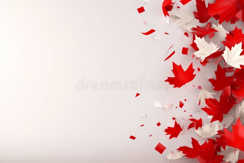 Canadian Maple Leaf Pattern with Red and White Leaves on Minimalist ...
