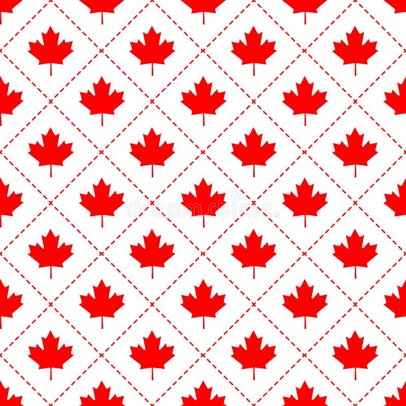 Hand Drawn Seamless Pattern with Canada Flag and Doodle Lettering ...