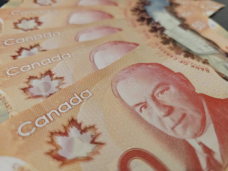 Canadian Money, 50 Dollars, Solid Background Stock Photo - Image of ...