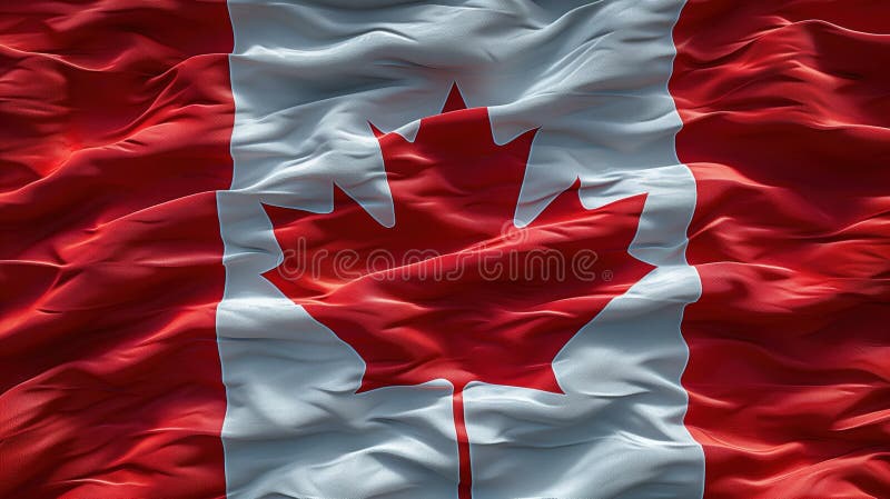 Canadian National Flag with Red Maple Leaf and Wavy Texture Stock Image ...