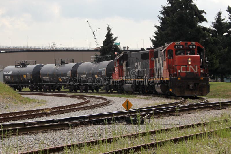 Canadian National Freight Train in Switching Yard Editorial Stock Image ...