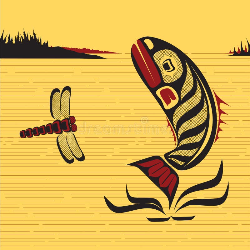 Canadian Native North West Art, Vector Fish Stock Vector - Illustration ...