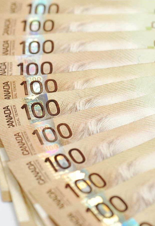 A Stack of Canadian One Hundred Dollar Bills Stock Photo - Image of ...