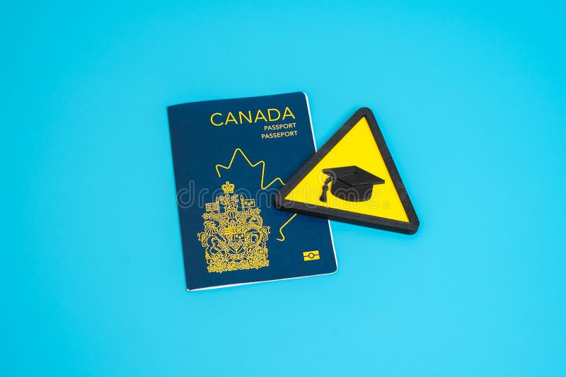 Canadian Passport and University Cap Symbol. Foreign Education, Study ...