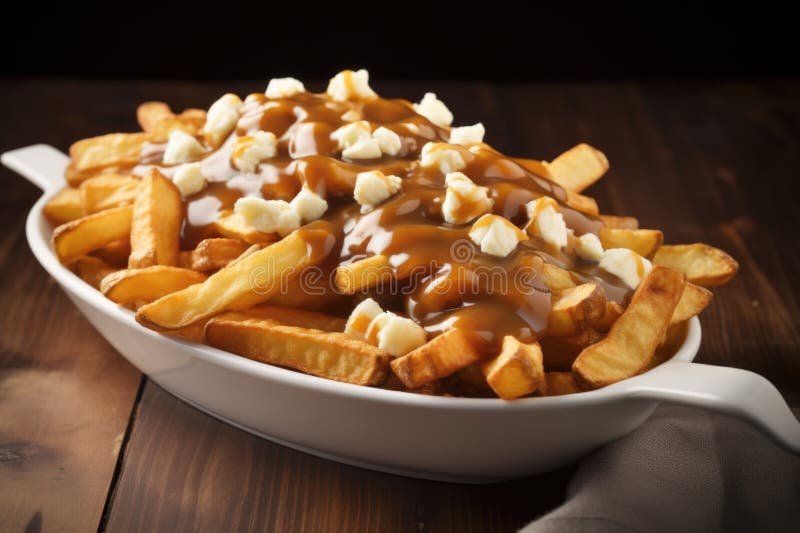 Canadian Poutine with Cheese Curds and Thick Gravy Stock Image - Image ...