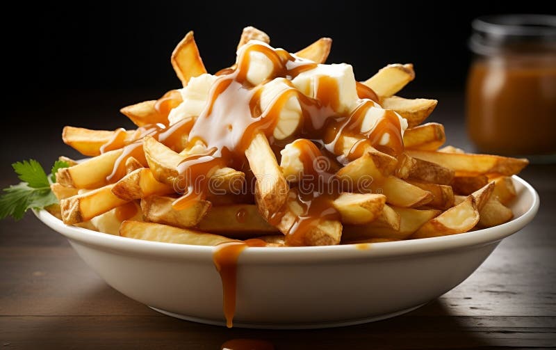 Canadian Poutine French Fry Delight. Generative AI Stock Illustration ...