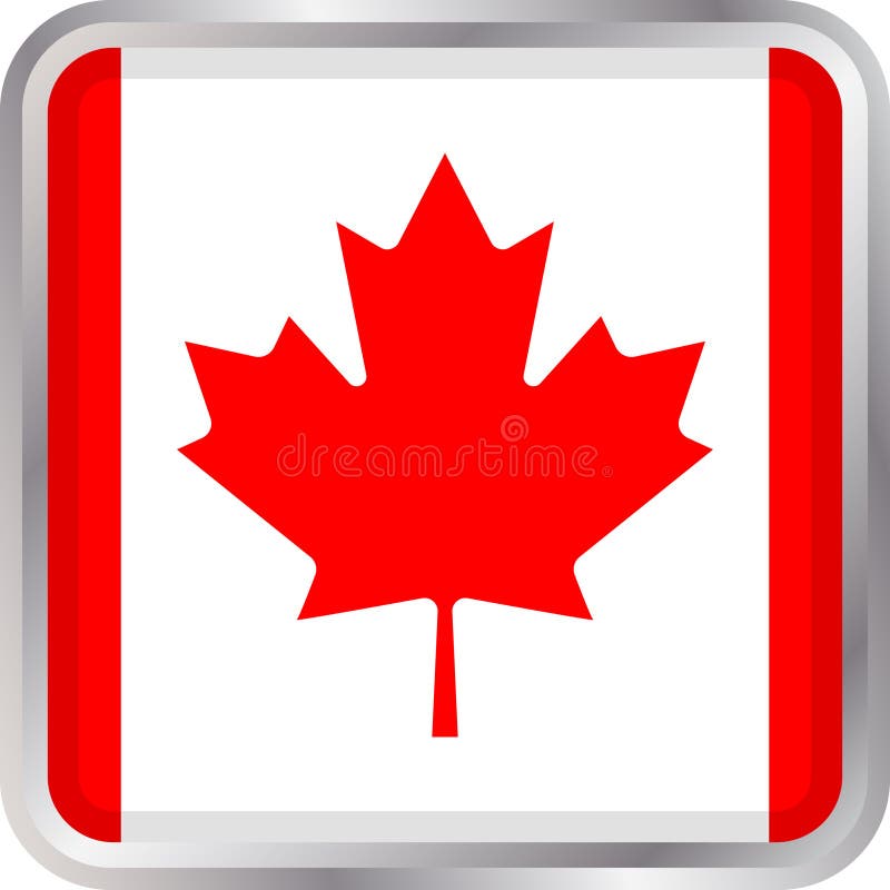 Canadian Rectangular Shape Flag Icon with Rounded Corners Stock ...