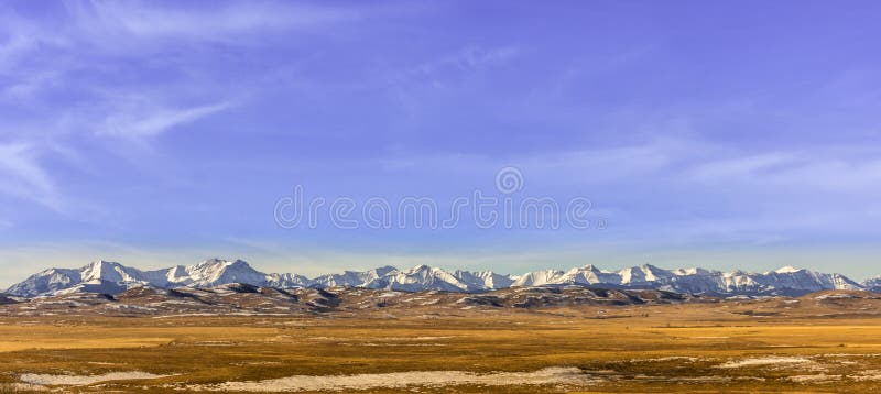 Canadian Rockies Mountain View from the Prairies 2 Stock Photo - Image ...