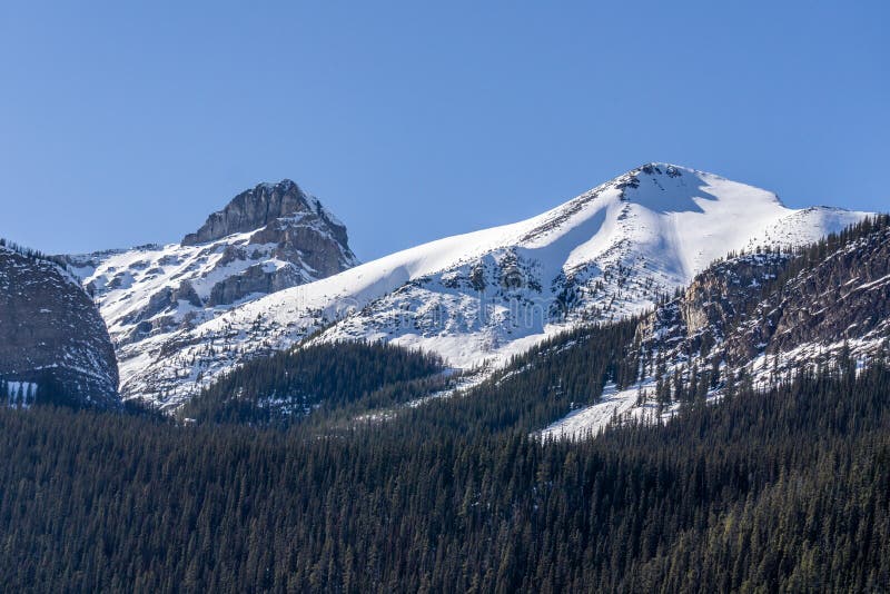 Canadian Rockies with Snow in Alberta Canada Early Spring Clear Sky ...