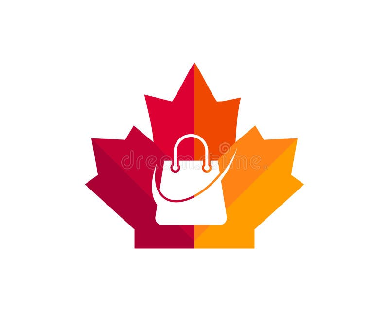 Canadian Shopping Logo. Maple Leaf with Shopping Bag Vector Stock ...