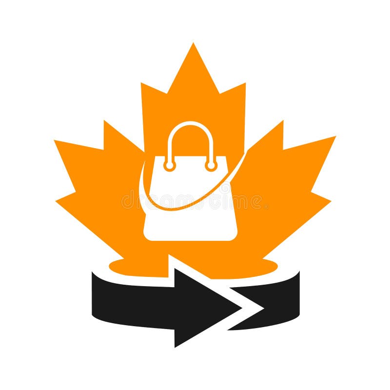 Canadian Shopping Logo. Maple Leaf with Shopping Bag Vector Stock ...
