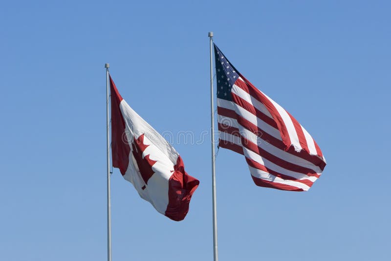 Canadian and US flags stock image. Image of flag, friends - 1088783
