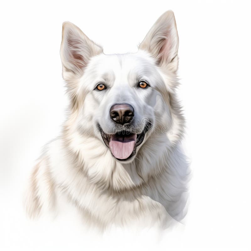 Canadian White Shepherd Dog Portrait Sketch, Drawing Stock Illustration ...