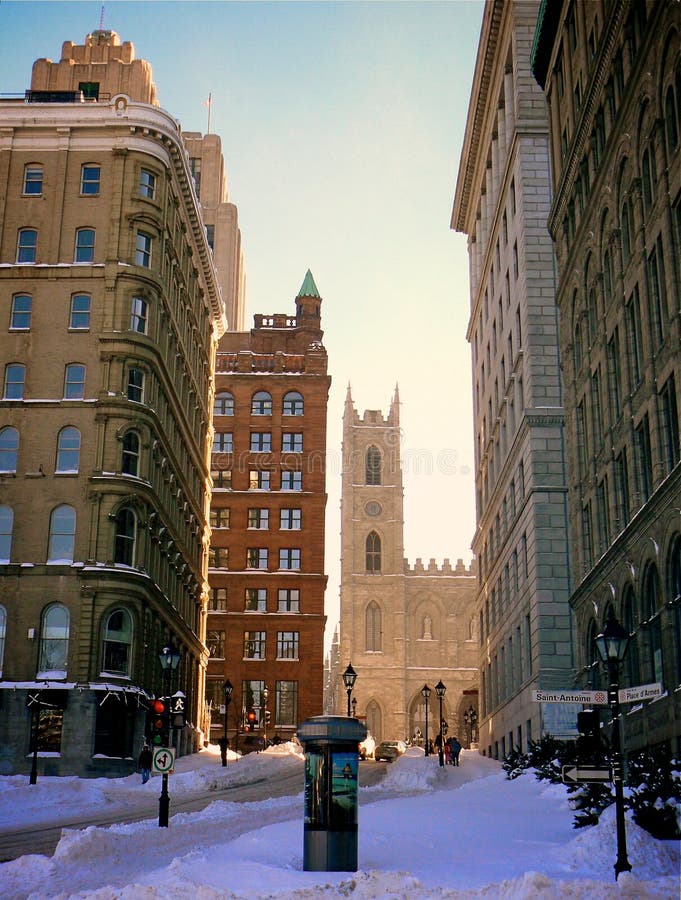 Canadian Winter in Montreal Editorial Image - Image of cathedral ...