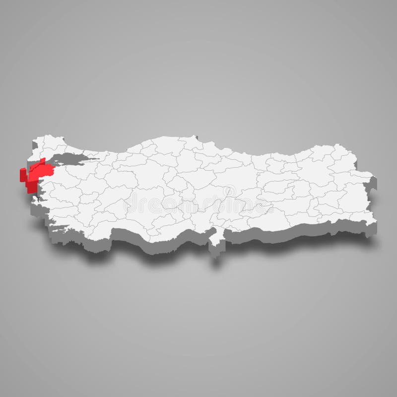 Canakkale Region Location within Turkey 3d Map Stock Vector ... Canakkale Region Location within Turkey 3d Map Stock Vector ...