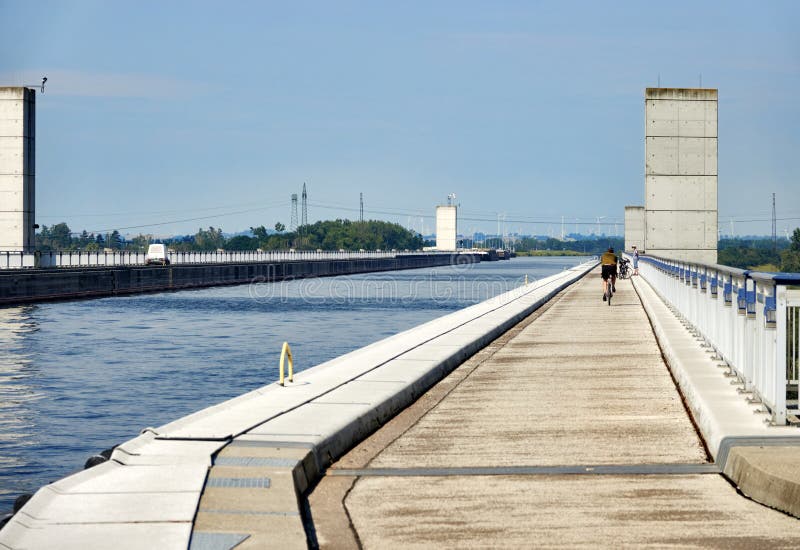Canal Basin Over the River Elbe at the Waterway Intersection Magdeburg ...