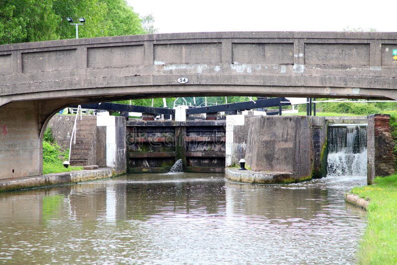Canal Lock and Bridge in United Kingdom Stock Image - Image of river ...