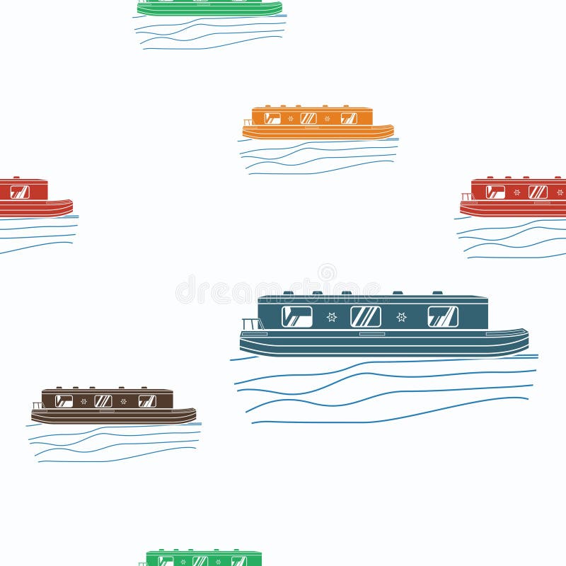 Narrow Boat Outline stock vector. Illustration of horizontal - 103225114