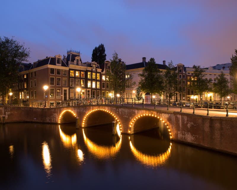 Amsterdam Canal at Twilight, Netherlands Stock Photo - Image of canal ...