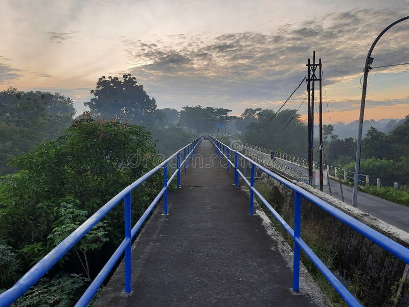 A Canal Bridge with Sunrise View in a Village Stock Image - Image of ...