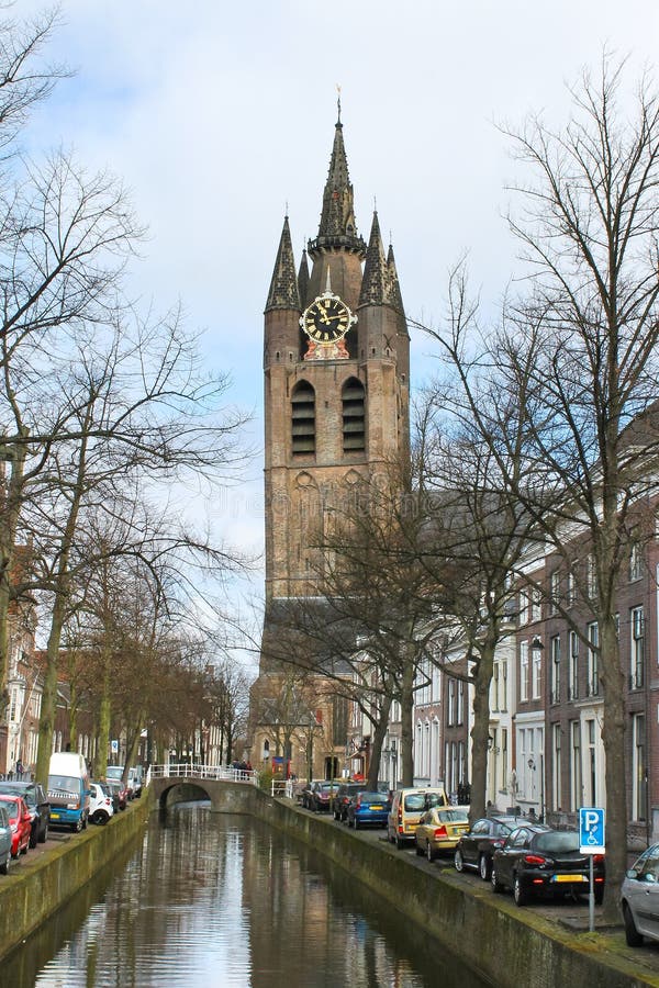 The Old Church Tower in Delft. Stock Photo - Image of europe ...