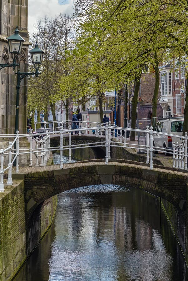 Bridge Over The Canal, Delft, Netherlands Stock Image - Image of ...