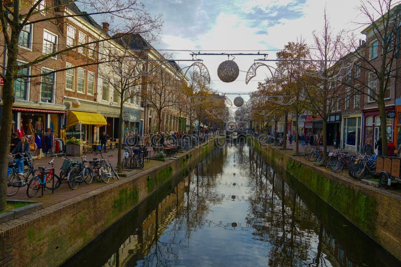 A Canal in Delft during Winter Season Editorial Photography - Image of ...