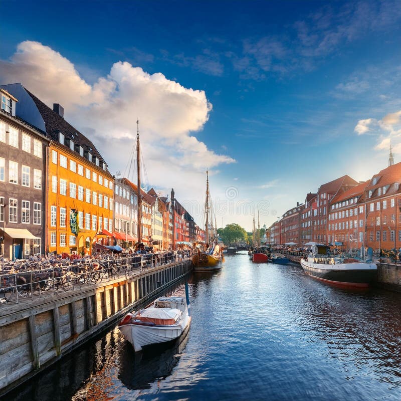 Canal in Denmark, AI Generated Stock Illustration - Illustration of ...