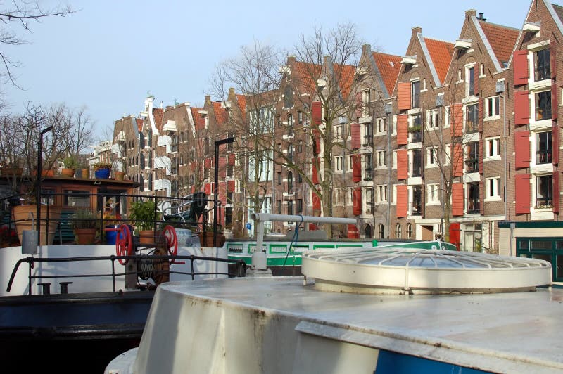 Canal Embankment in Amsterdam Editorial Image - Image of channel, boats ...