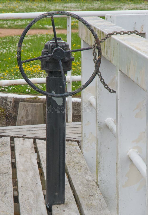 Canal Flow Valve Control stock photo. Image of decking - 40759510