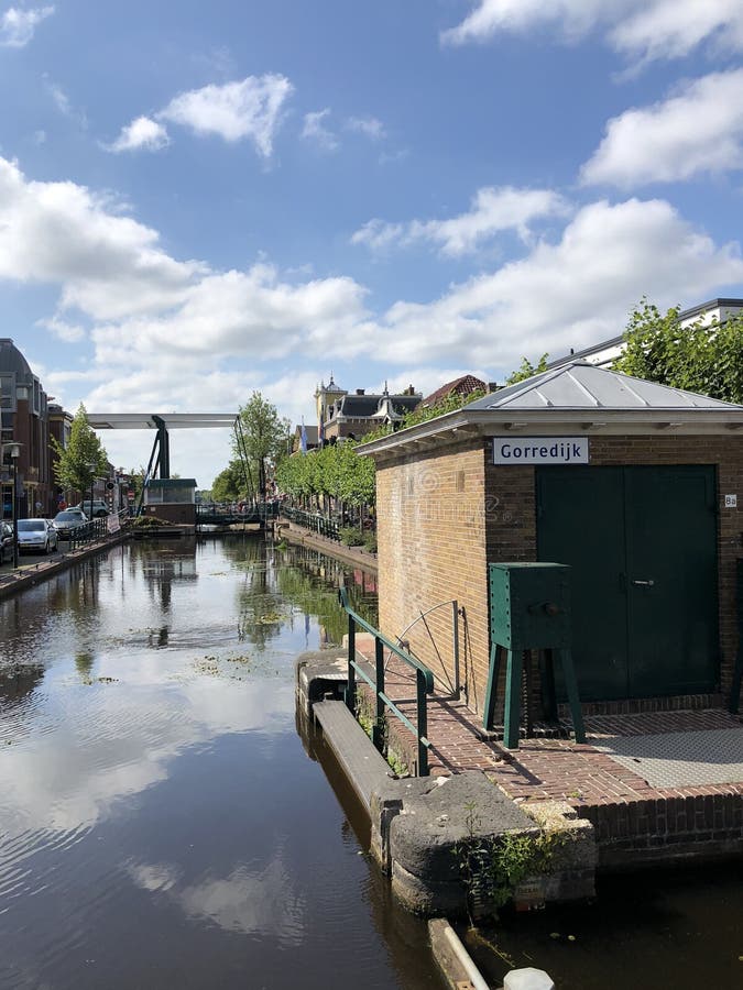Canal in Gorredijk editorial stock photo. Image of water - 186256723