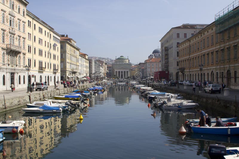 Canal Grande in Trieste with Saint Anthony Church Editorial Image ...