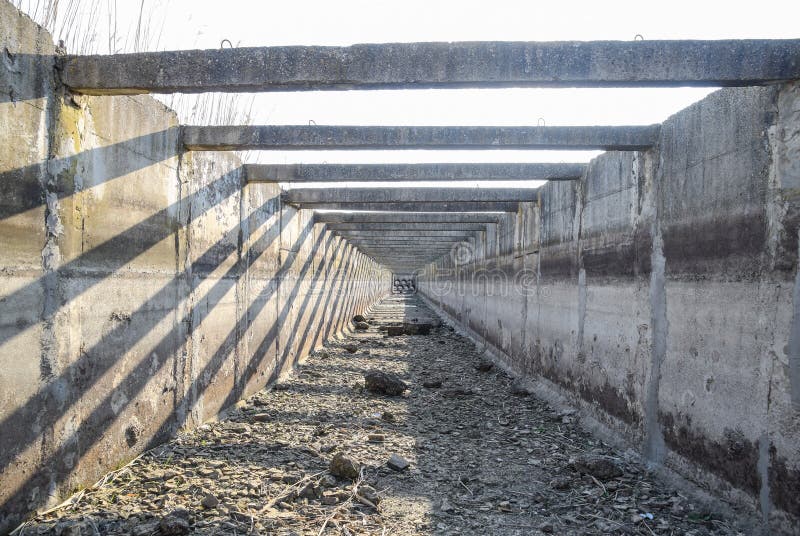 Inside View of the Irrigation Artificial Concrete Channel Stock Image ...