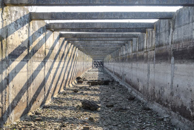 Inside View of the Irrigation Artificial Concrete Channel Stock Photo ...