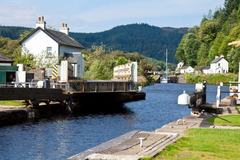 Canal Lock with bridge stock image. Image of cruise, lock - 27803161